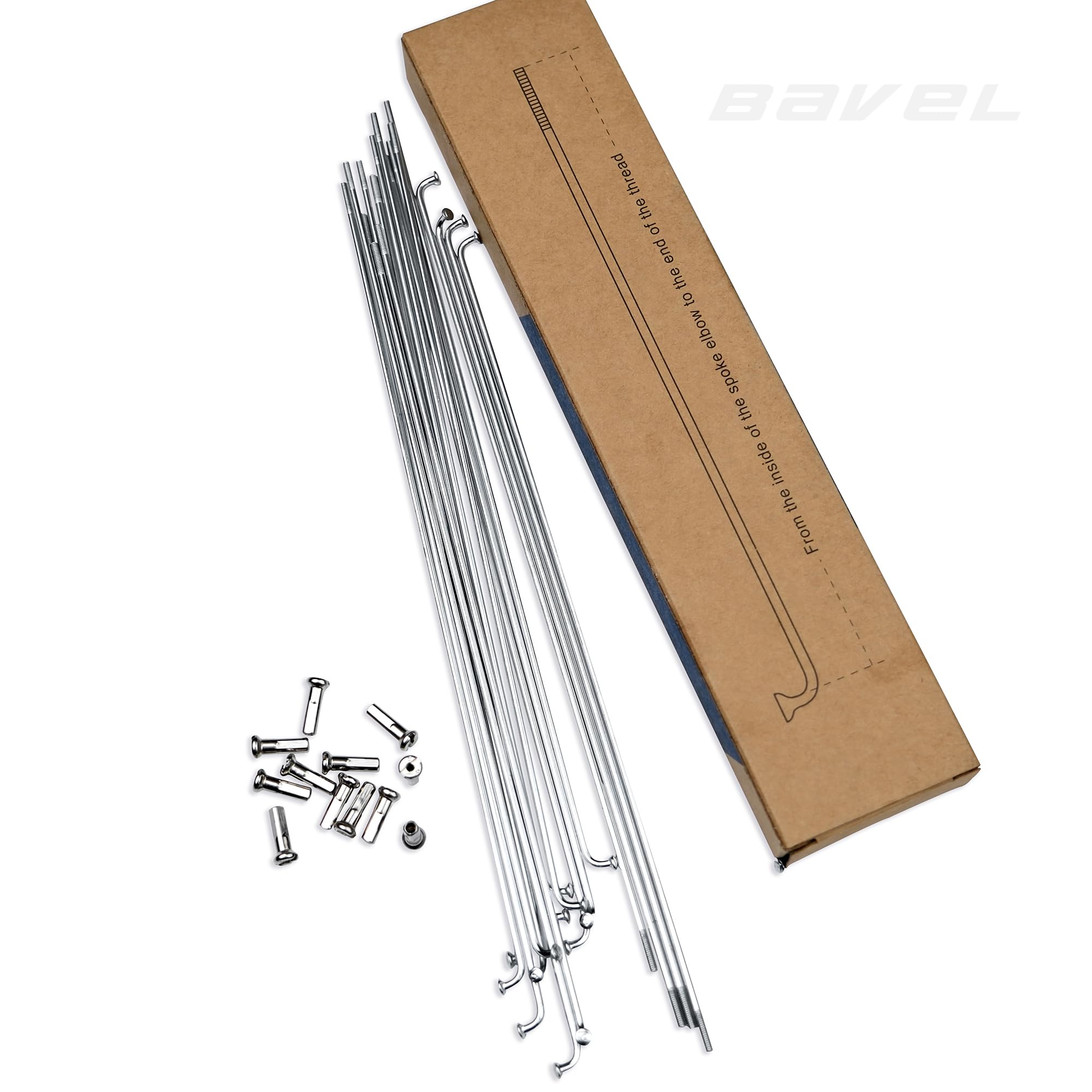 BaveL 36pcs Steel Spokes Mountain Bike Spokes MTB 296mm W/Nipples (Silver, 296)