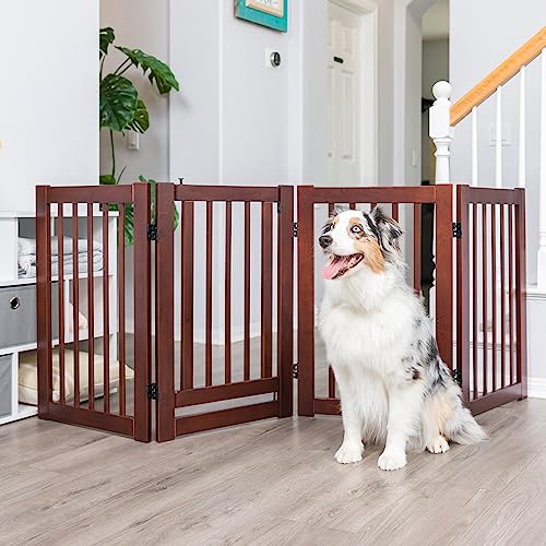 Primetime Petz 360 Configurable Dog Gate with Door โ Indoor Freestanding Walk Through Wood Pet Gate,Walnut