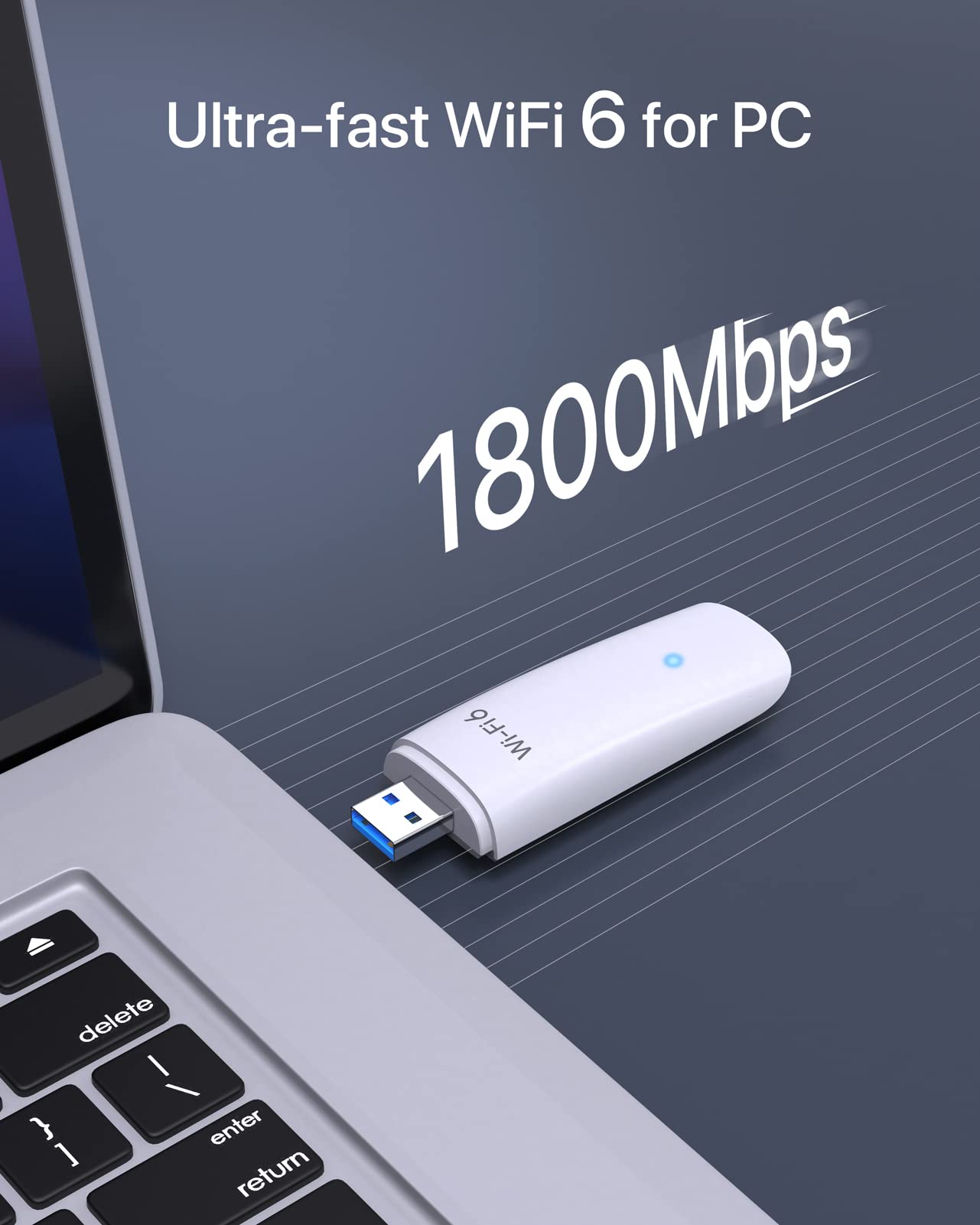 BrosTrend WiFi 6 AX1800 USB WiFi Adapter Dual Band WiFi Dongle Supports Windows 11/10 ONLY and 1200Mbps USB WiFi Network Adapter for Laptop, Desktop PC of Windows 11/10/8/7