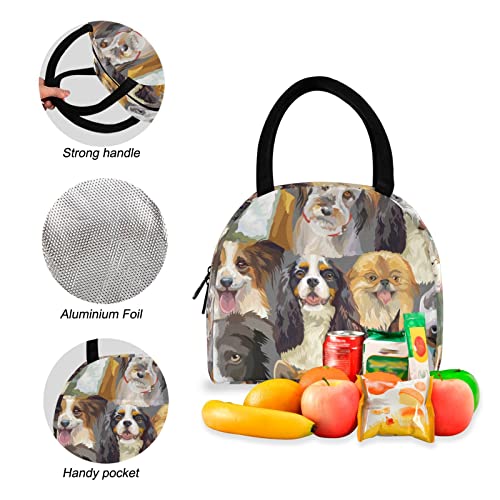 FOLIOSA Kid's Backpack Lunch Bag Set Dog To See Print, Large Capacity Insulated Scratch-Resistant Backpack with Lunch Kit for School Work Suits for 6+ Years Teenager Boys Girls