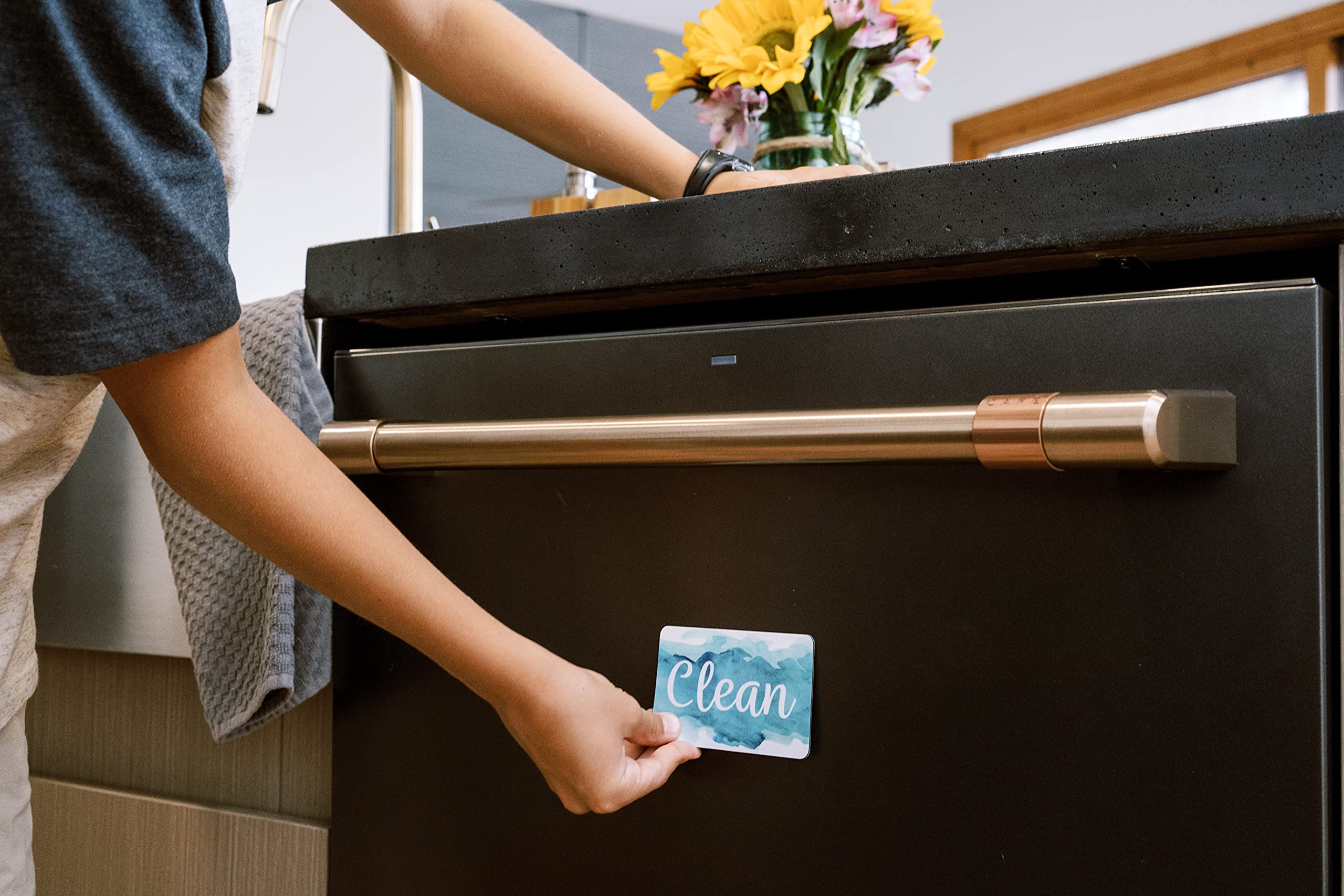 Brothers Bench Aqua & Gray Dirty Clean Dishwasher Magnet, Clean Dirty Magnet for Dishwasher, Universal Dishwasher Magnet Clean Dirty Sign for Kitchen Organization