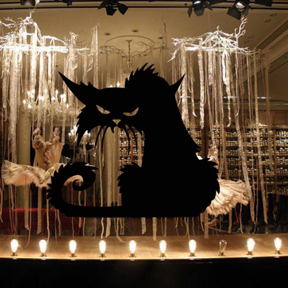 Fashionclubs Vinly Black Cat Removable Window Wall Sticker For Halloween Home Decoration,14.513.5cm