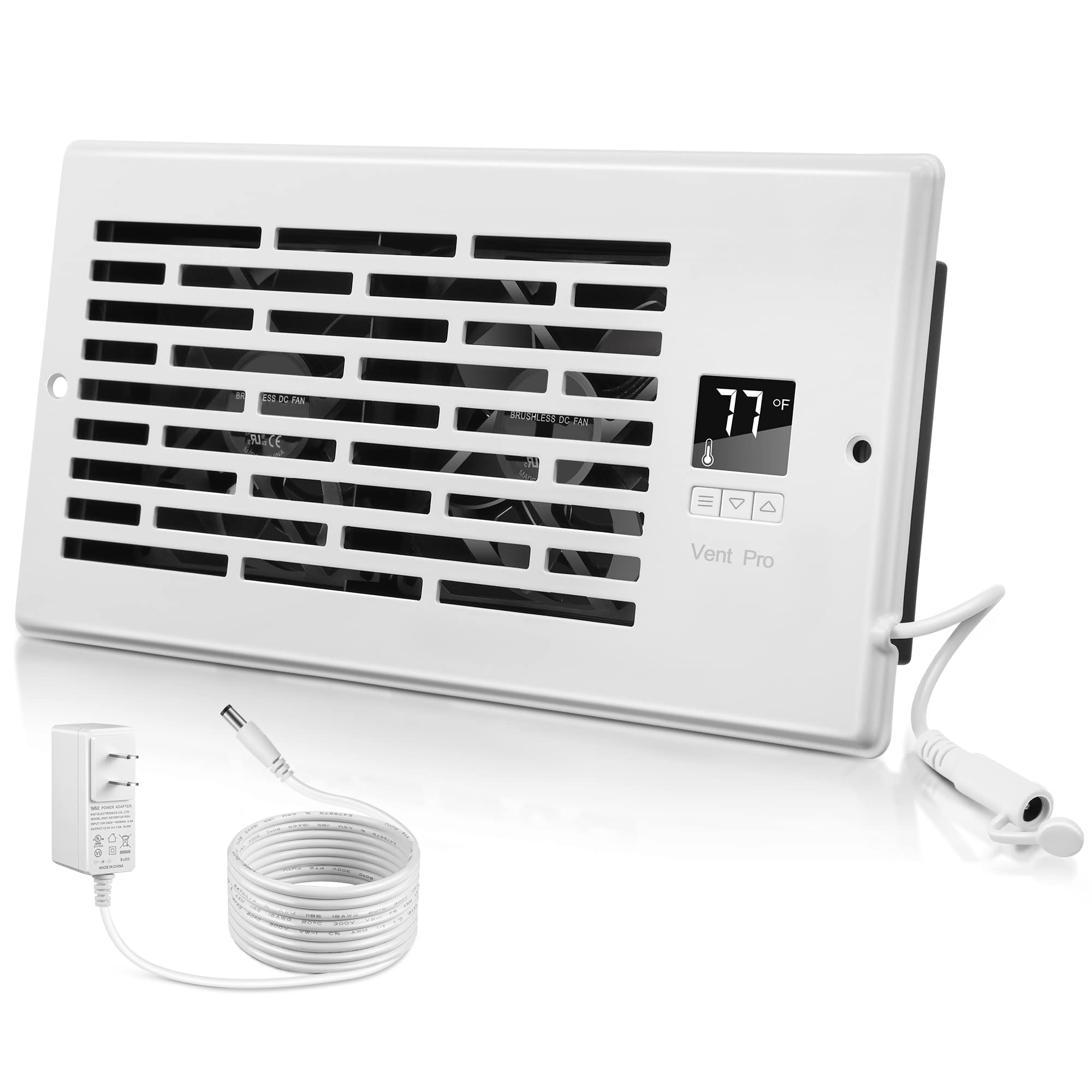 Feekoon Quiet Vent Fan Booster, 4" x 10" Smart Register Booster Fan with Fan Booster and Thermostat Control, AC Vent Booster Fan, Heating Cooling AC Vent, Increase Airstream from Registers (1 Pcs)