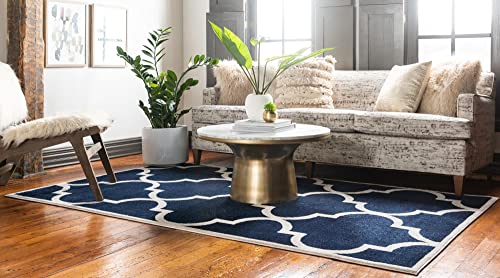 Unique Loom Trellis Collection Modern Morroccan Inspired with Lattice Design Area Rug, 2' 2" x 3' 1" Rectangle, Navy Blue/Beige