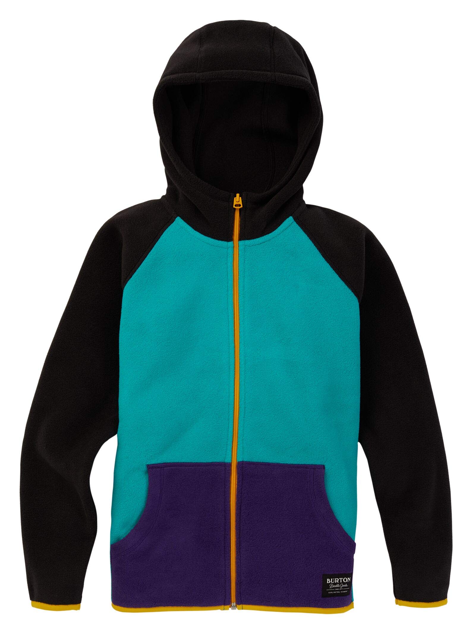 Burton Kids Spark Fleece Hooded Full Zip, Dynasty Green Multi, Large