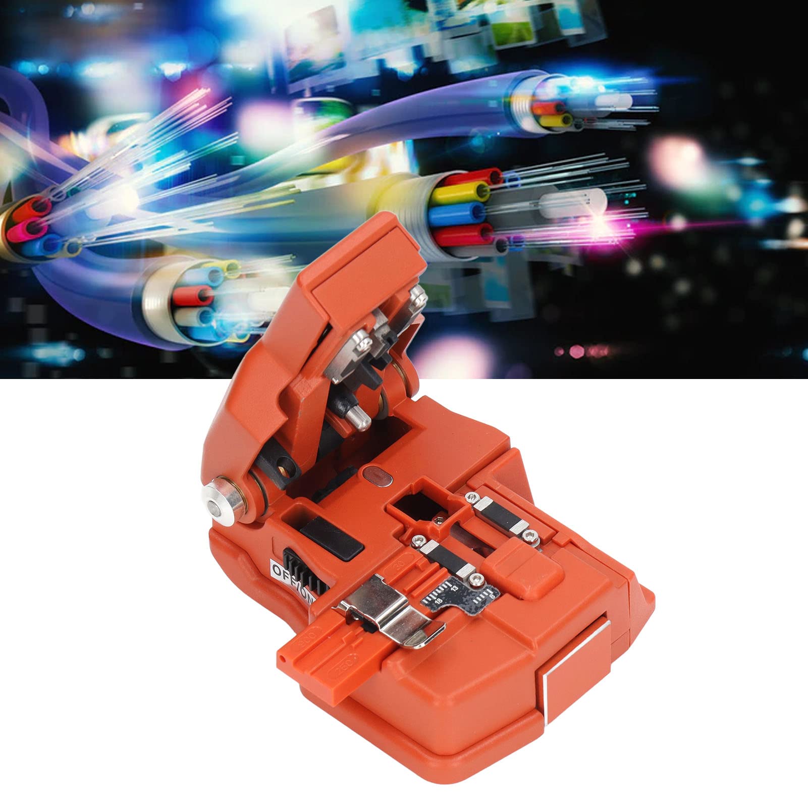 Fiber Cleaver, High Accuracy Fiber Optic Cutter Aluminum Alloy Tungsten Steel ABS Stable Performance Thickened Unbreakable for Net Installation(Orange)