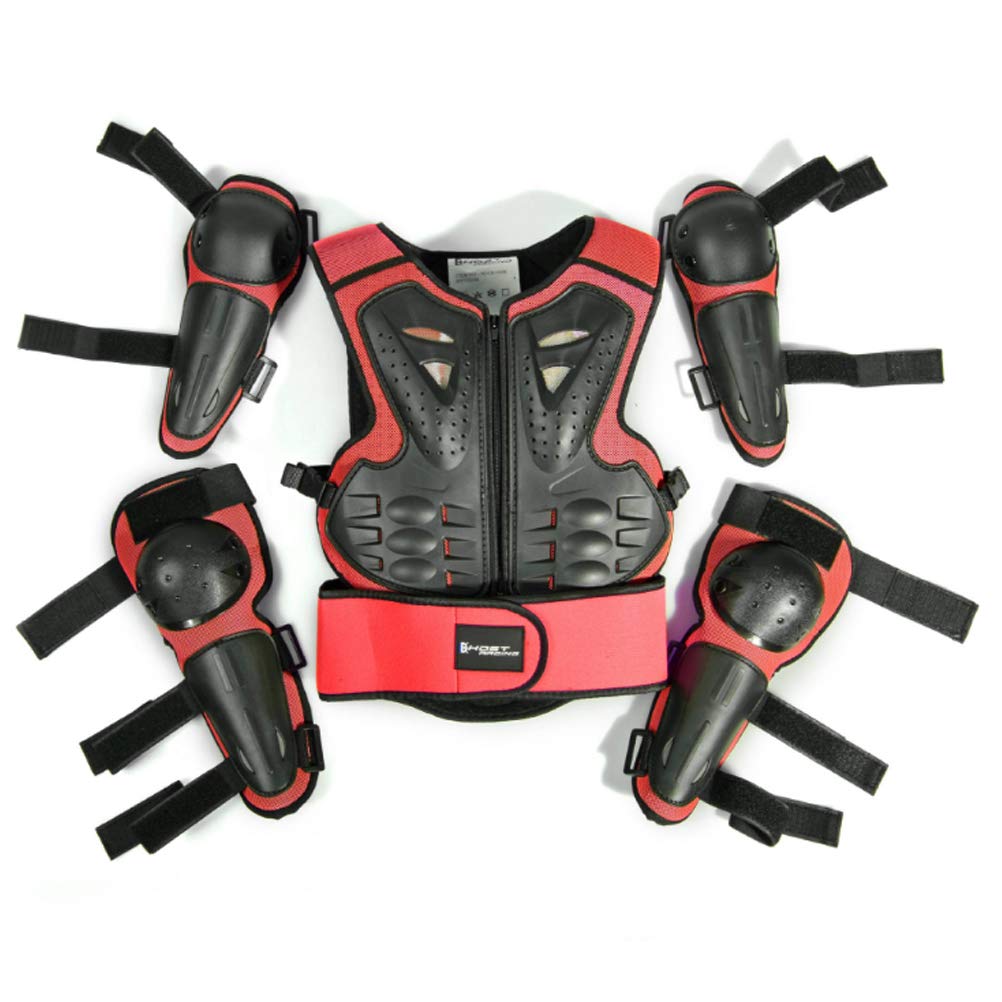 Kids Motorcycle Riding Protective Gear Armor Suit for Motocross Cycling Skiing Skateboarding Roller Skating (Red)