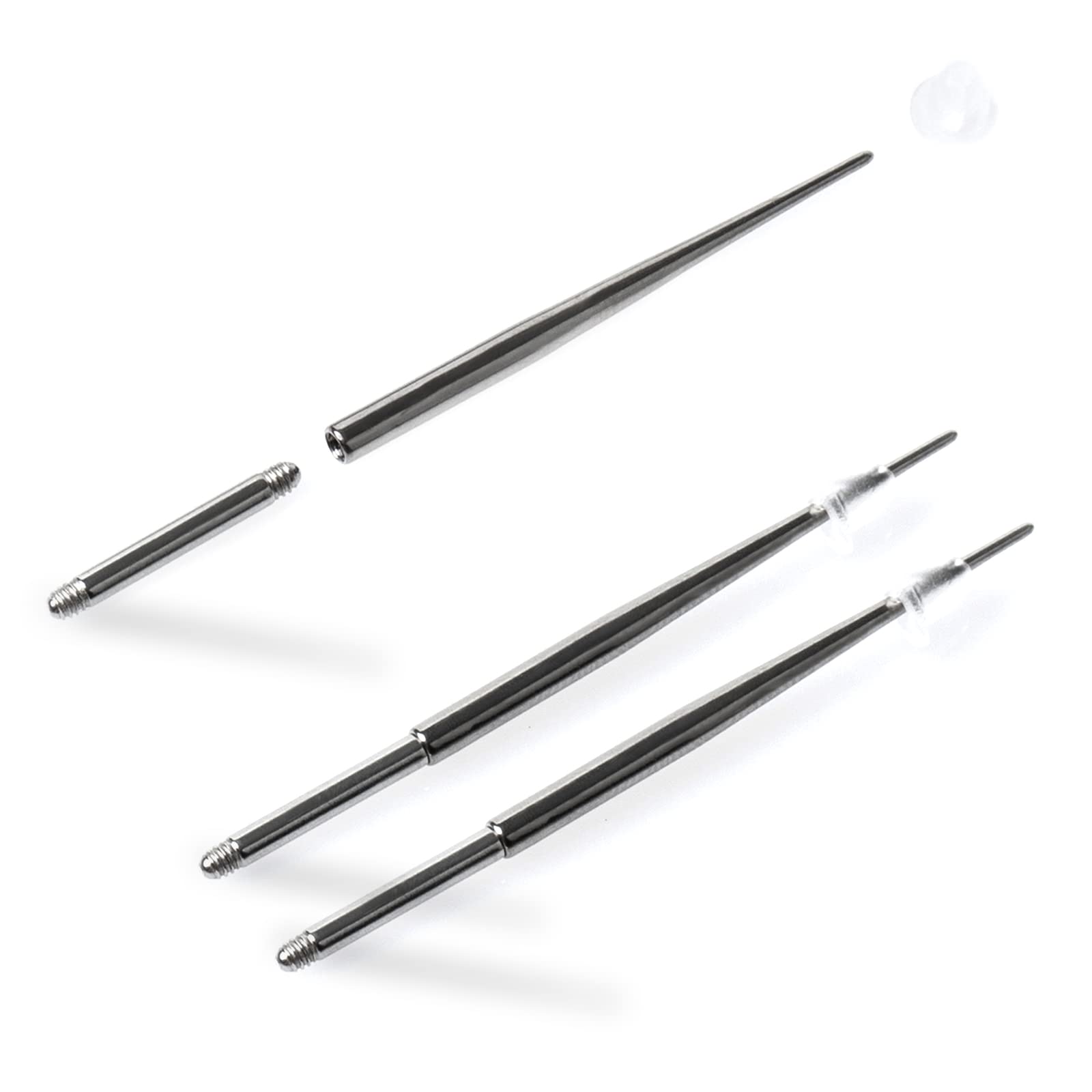 CABBE KALLO Piercing Taper Insertion Pin with Silicone Earring Backs, Push in Body Piercing Stretching Kit Assistant Tool for Nose/Ear/Navel/Lip/Eyebrow (2PC Titanium Internal Thread 14G)