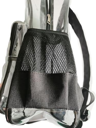 FENZA Clear School Bagpack Stadium Approved Waterproof for Concert Work Sport Event Heavy Duty PVC Transparent, Reinforced Straps & Front Accessory Pocket - Perfect for Security, & Sporting Events