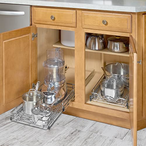 HOLD N' STORAGE Pull Out Cabinet Organizer, Heavy Duty-with Lifetime Limited Warranty -11βW x 21βD - Requires At Least a 12-1/4β Cabinet Opening, Steel Metal cabinet drawers slide out, Chrome Finish