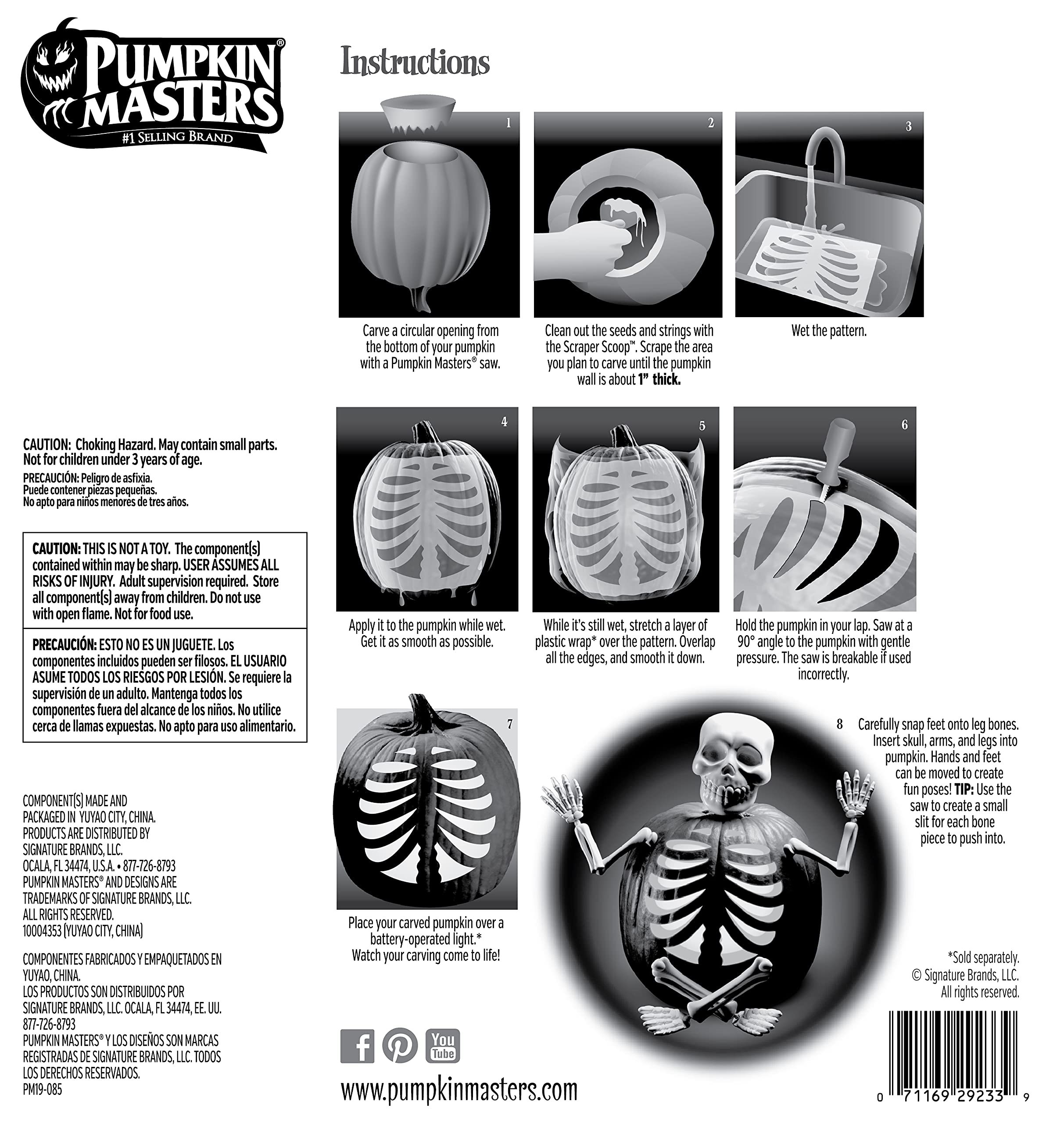 Funny Bones Skeleton Pumpkin Carving Kit with Rib Cage Pattern