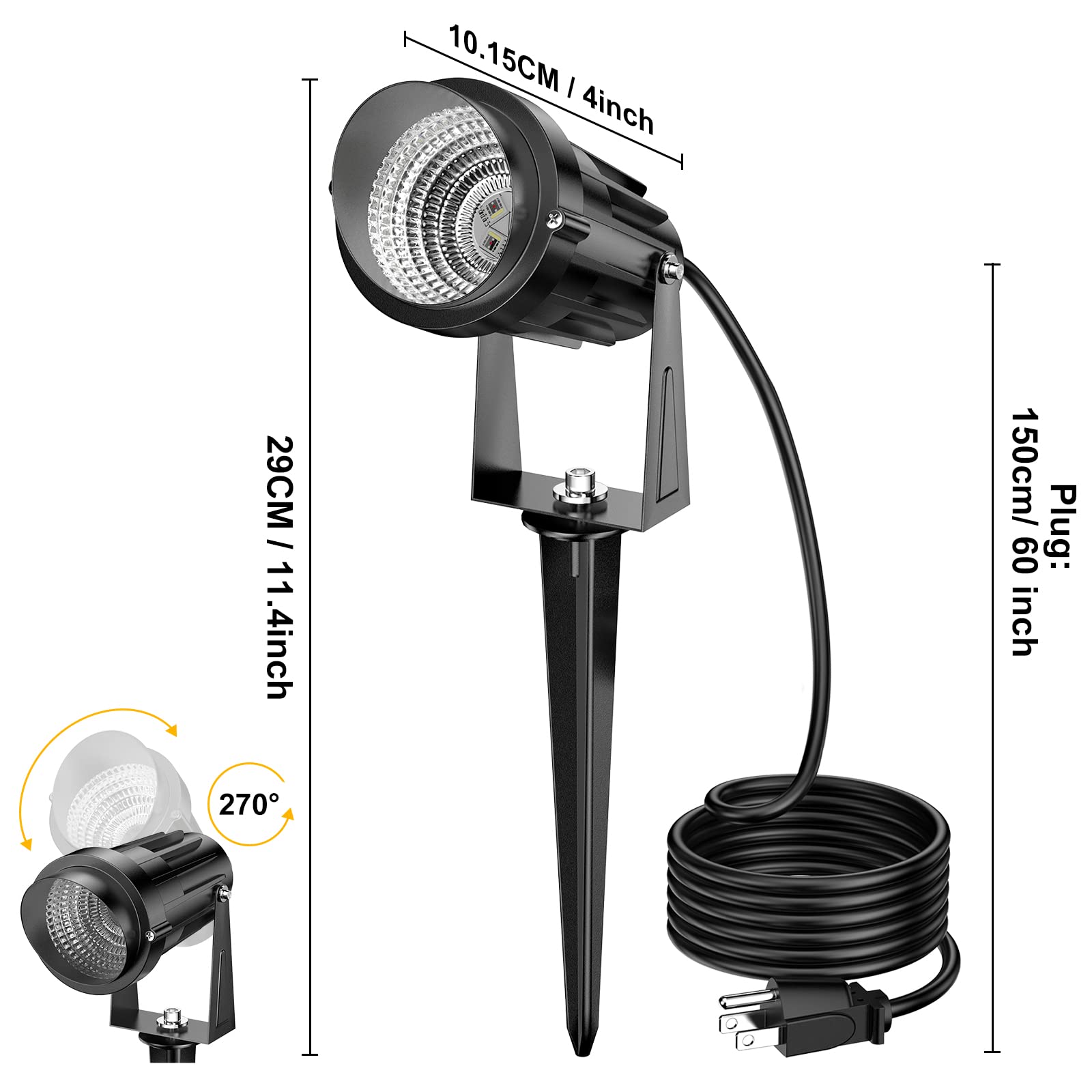 Musuger 1500LM LED High Brightness Outdoor Landscape Lighting 15W RGB Color Changing Landscape Lights Bluetooth Remote Control Spot-Lights with Plug in IP66 Waterproof Flood Light for Garden - 1 Pcs