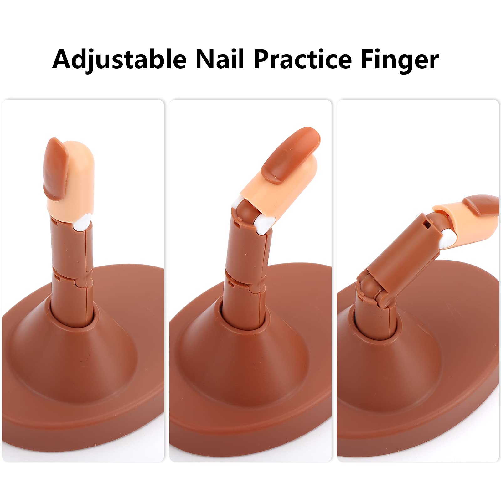 Nail Practice Fingers for Acrylic Nails-Flexible Nail Art Training Manicure Fingers Set for Hands, 1PCS Fake Finger to Practice Fake Nails with Base Stand and 100PCS Nail Tips