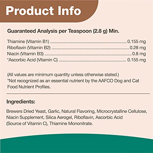 NaturVet Brewers Dried Yeast Formula with Garlic Flavoring Plus Vitamins for Dogs and Cats, Powder, Made in The USA with Globally Source Ingredients 1 Pound