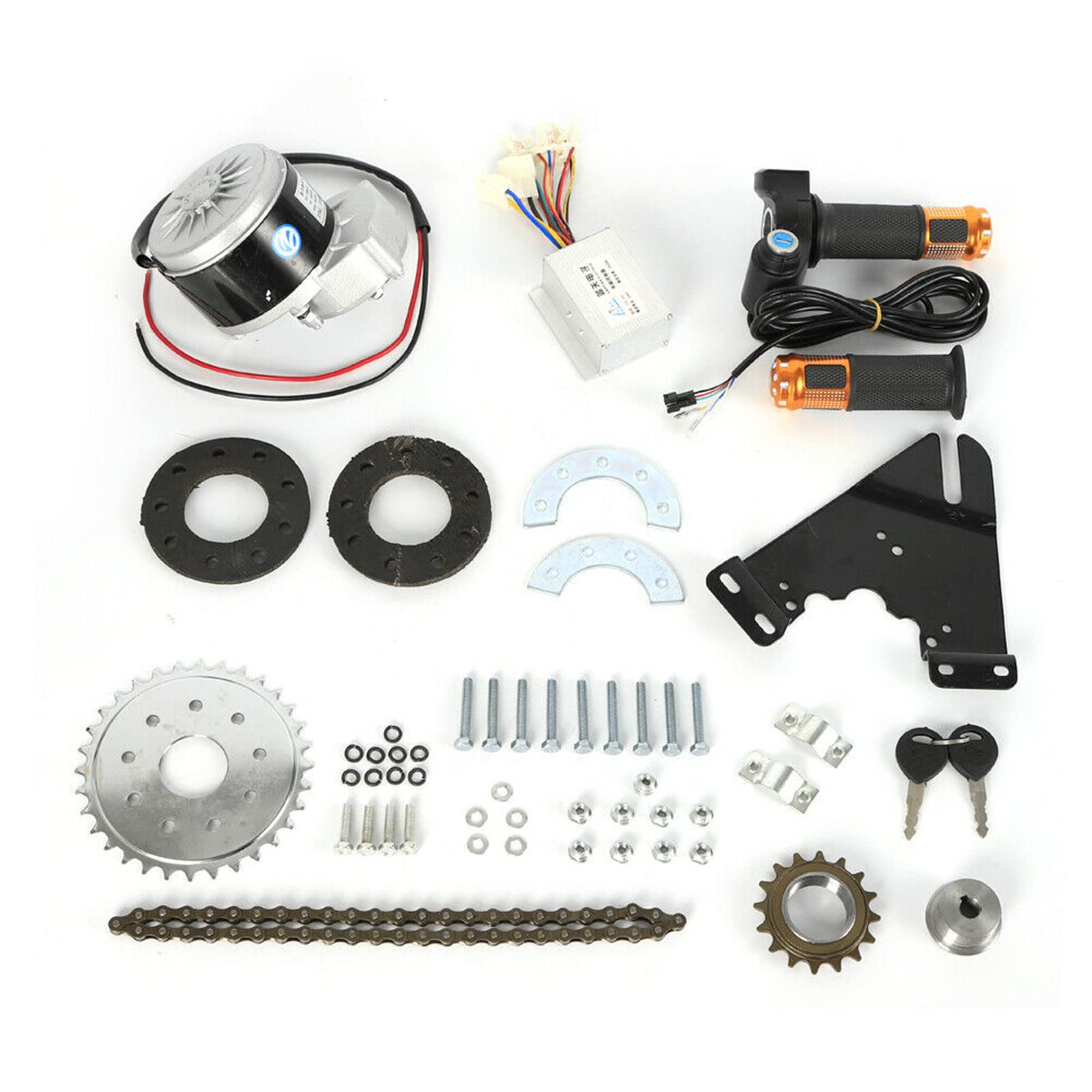 BJTDLLX Electric Bike Conversion Kit, 250W 24V E-Bike Conversion Kit Electric Geared Bicycle Derailleur for Common Bike Left Chain Drive Customized W/Digital Display