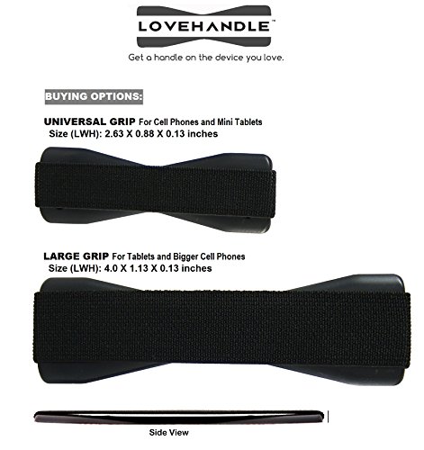 Universal Grip for Most Smartphones, Mini Tablets and Cases, Pink Base with Black Elastic Strap, LH-01Pink