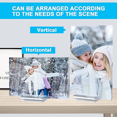 JUOIFIP 8X10 Clear Acrylic Picture Frames, Magnetic Picture Frames with Gift Box Package, Double Sided Acrylic Photo Frames Desktop Display with Support Stand, Pack of 1(Bonus 1 Pack Stand)