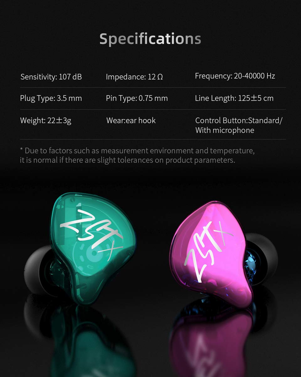 Kinboofi KZ ZSTX in Ear Headphone, 1BA 1DD HiFi Earphone with Hybrid Driver High Fidelity Sound IEM Headset with Detachable Cable (with Microphone, Purple)