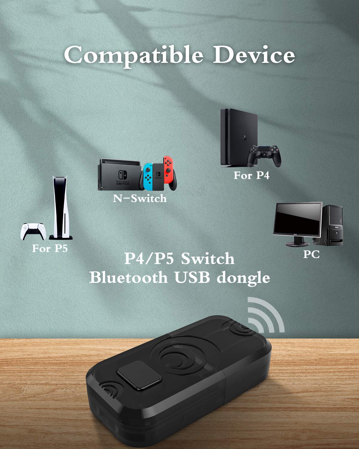 OLCLSS Wireless Audio Adapter for Nintendo Switch/Switch OLED PS4 PS5 PC - Bluetooth Receiver for Airpods, Headset, Speaker (Not for PS4 Gold Headset) - Not Audio Transmitter