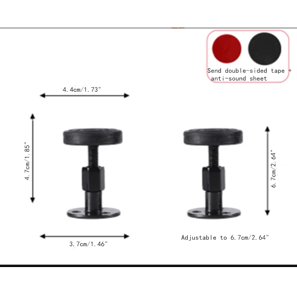 OUKEYI 2 Pieces of Adjustable Threaded Bed Frame Anti-Shake Tool,Headboard Stoppers,Bed stoppers ,Wall Bed headboard Anti-Shake Fixer for Beds Cabinets Sofas, 30-68mm (Black)