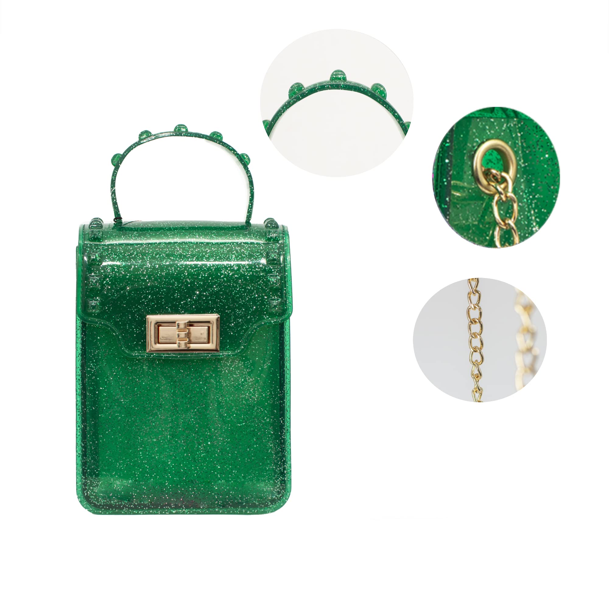Olivia And Kate Women’s Shoulder Bag Small Emerald Jelly Purse Crossbody With Chain