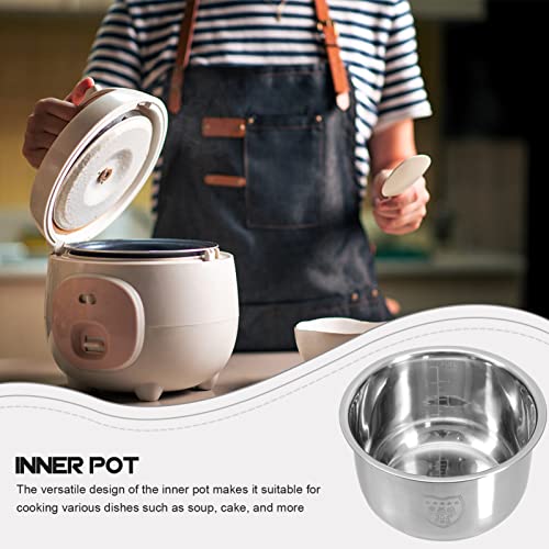 UPKOCH Inner Cooking Pot 2L Stainless Steel for Rice Cooker and Instant-pot Use Rice Cooker Liner Rice Cooking Container Rice Maker Accessories for Rice Maker Cooker