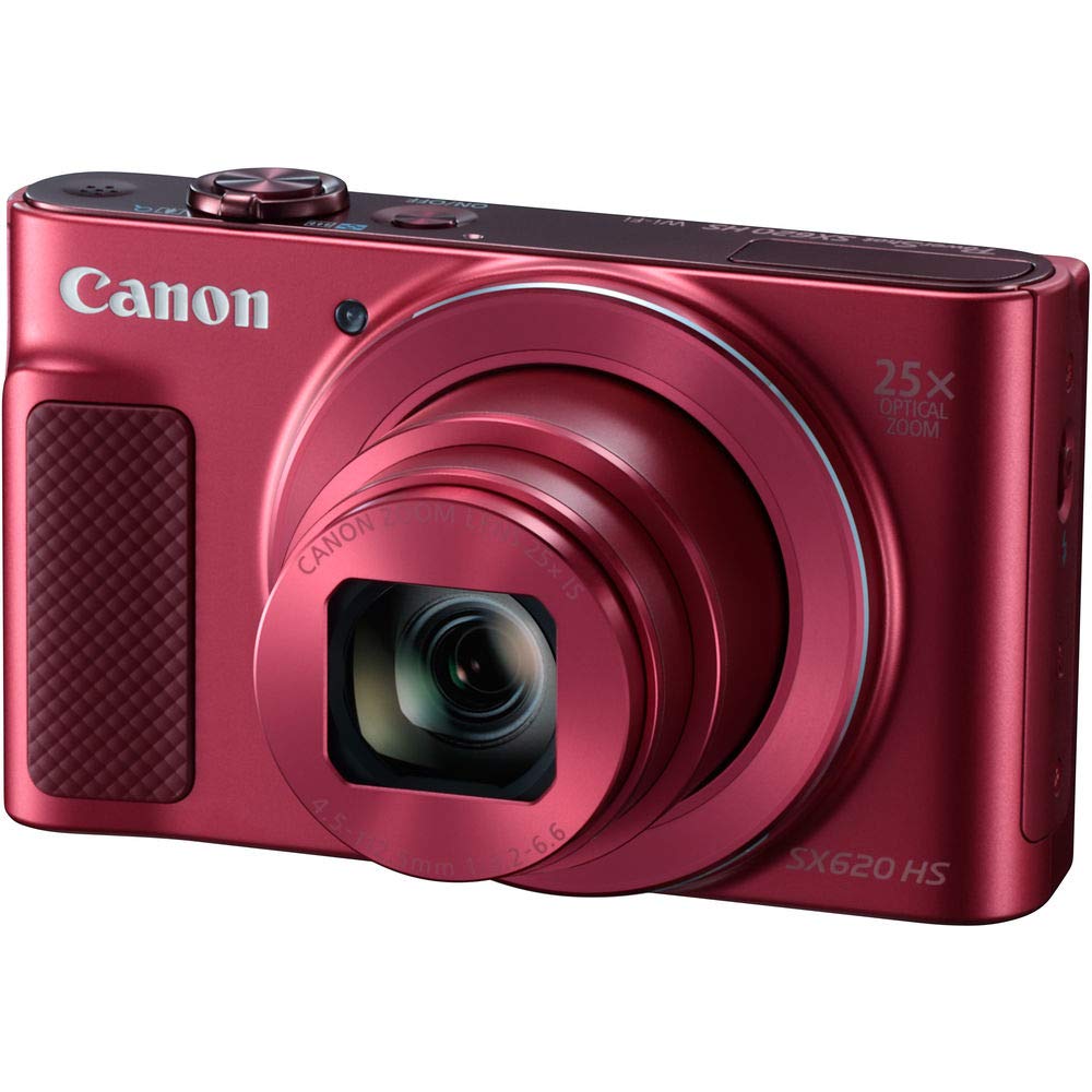 Canon PowerShot SX620 HS Digital Camera (Red) (1073C001), 64GB Memory Card, Card Reader, Deluxe Soft Bag, Flex Tripod, Hand Strap, Memory Wallet, Cleaning Kit (Renewed)