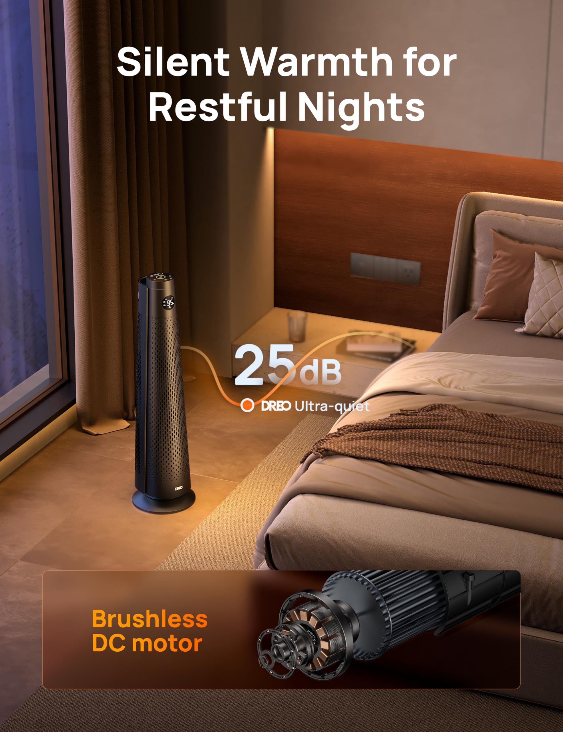 Dreo Space Heater Large Room, 30" Electric Heaters with Remote, 120° Oscillation, Adjustable Thermostat, 5 Heat & 3 Fan levels, 8 Safety Protections, 25dB Quiet, 1-12H Timer, Heater for Office, Black