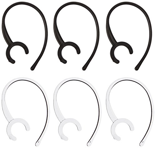 USA Made 6 Large Clamp Ear Hook Replacements - Retail Packaging - Black/Clear