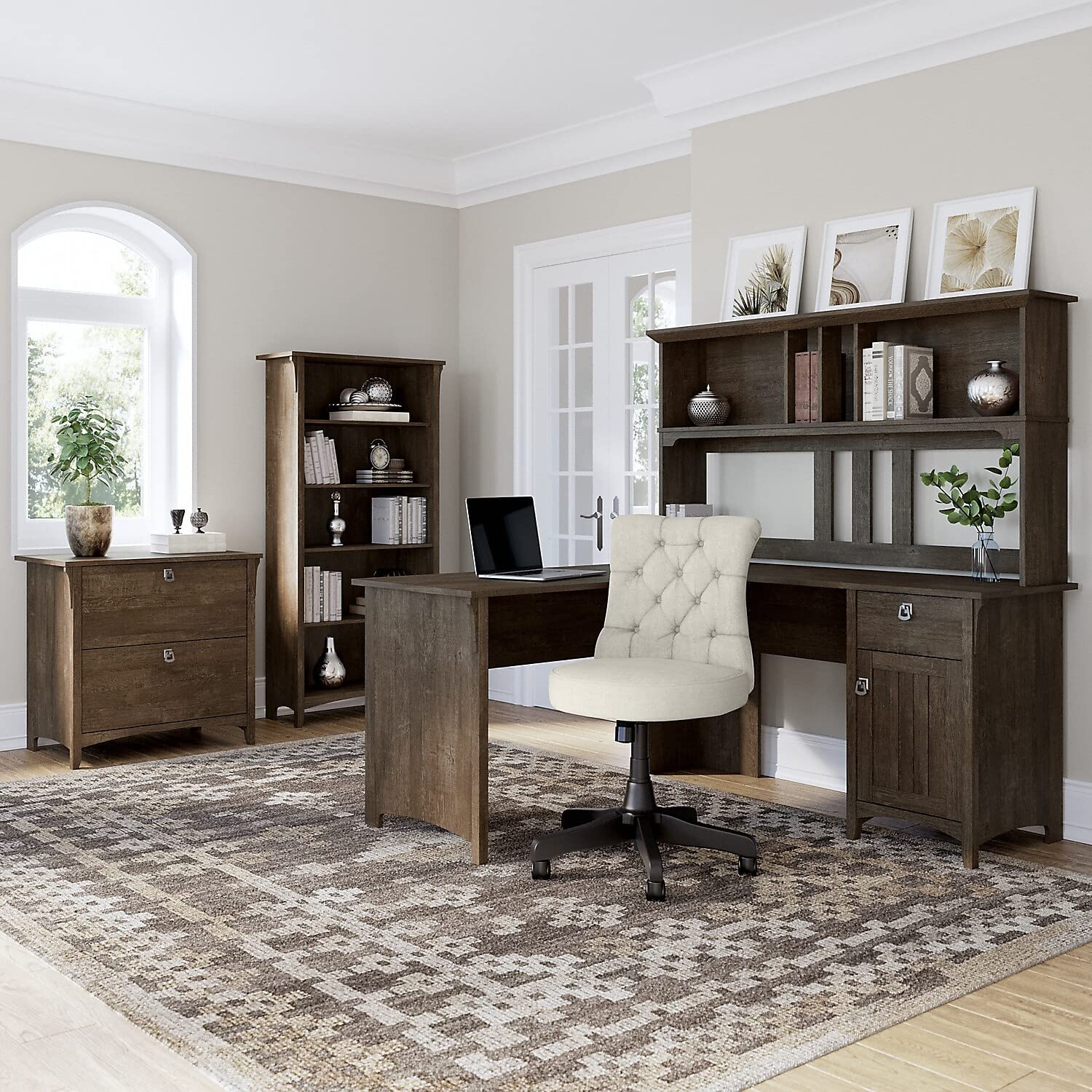 Bush Furniture Salinas Lateral File Cabinet 2 Drawer File Cabinet in Ash Brown Office Storage Filing Drawer Home Office Storage Organizer