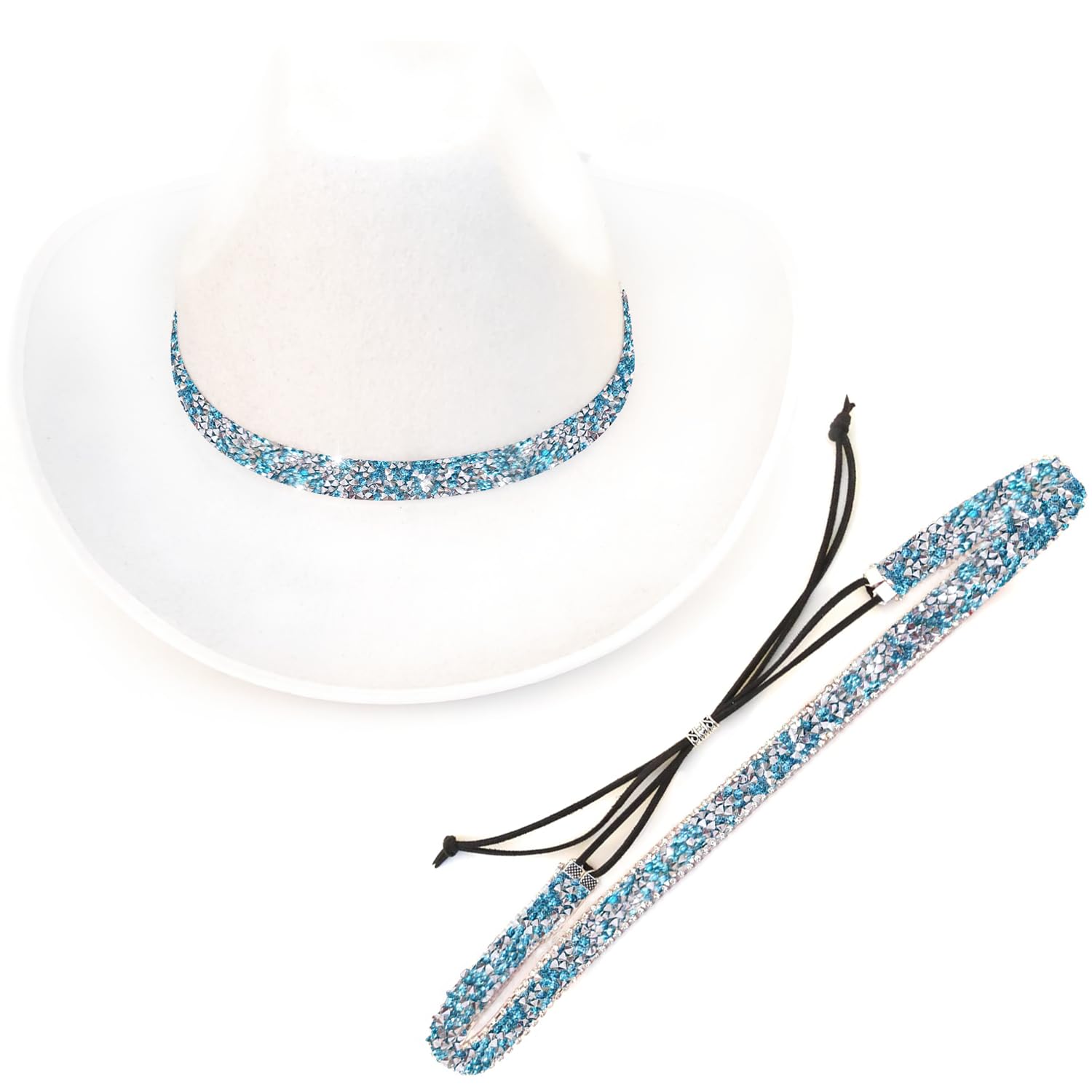 CEXDEXIONC Cowboy Hat Band for Woman Pink Crystal Rhinestone Cowgirl Hat Band Bling Hat Accessories Adjustable Size Gift Boxed