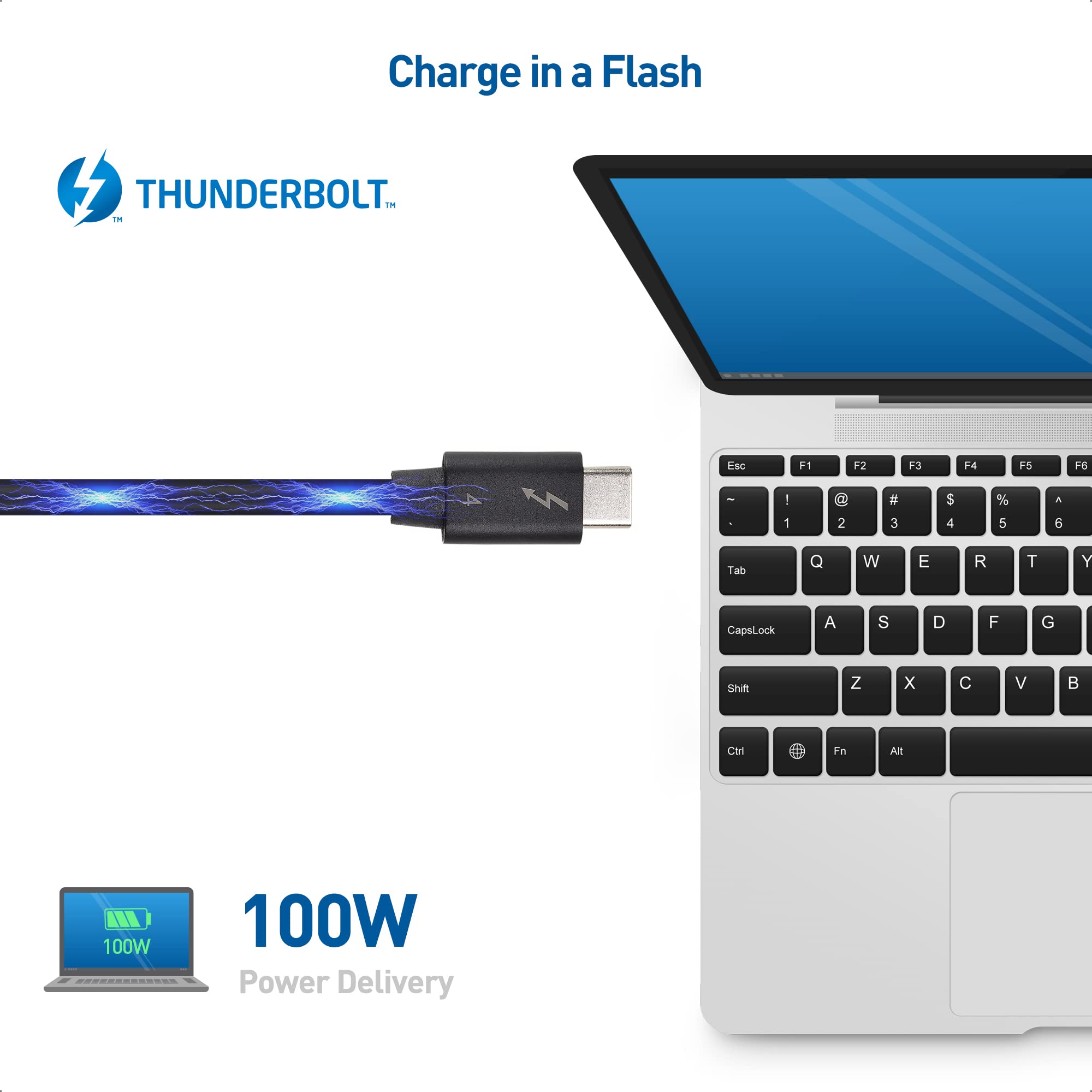 Cable Matters [Intel Certified] 40Gbps Active Thunderbolt 4 Cable with 100W Charging and 8K Video & [Intel Certified] 40Gbps Thunderbolt 4 Cable 3.3ft with 8K Video and 100W Charging