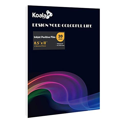 Koala Waterproof Inkjet Semi Transparency Film for Silk Screen Printing - 8.5x11 Inches 20 Sheets