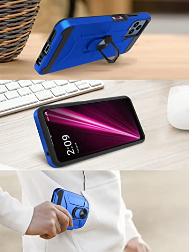 GAMEMIUZ T-Mobile Revvl 6 5G Case, TCL Revvl 6 Case with [3X Tempered Glass Screen Protector], Built-in Ring Kickstand and Magnetic Car Mount Shockproof Dropproof Armor Case for Revvl 6 - Blue