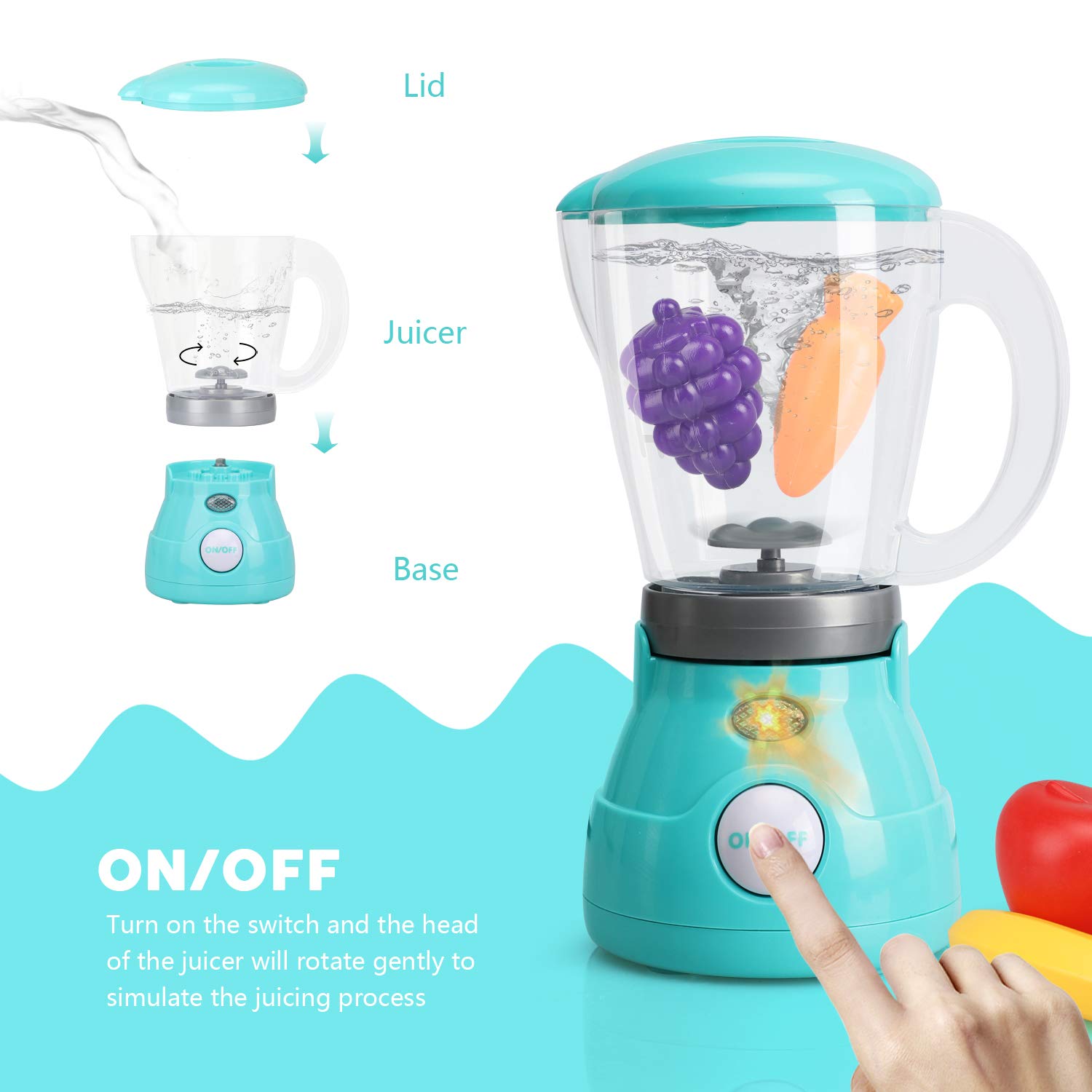 TOY Life Play Kitchen Accessories Toddler Kitchen Playset Toy Kitchen Appliances Kitchen Sets for Kids Ages 4-8 Kid Blender Toy Toaster Kitchen Set with Realistic Light Sound Gift for Girls Boys