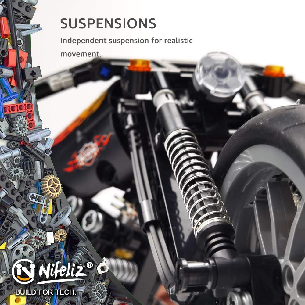 Nifeliz Knuckle Chopper Motorcycle Building Kit (451 Pieces)