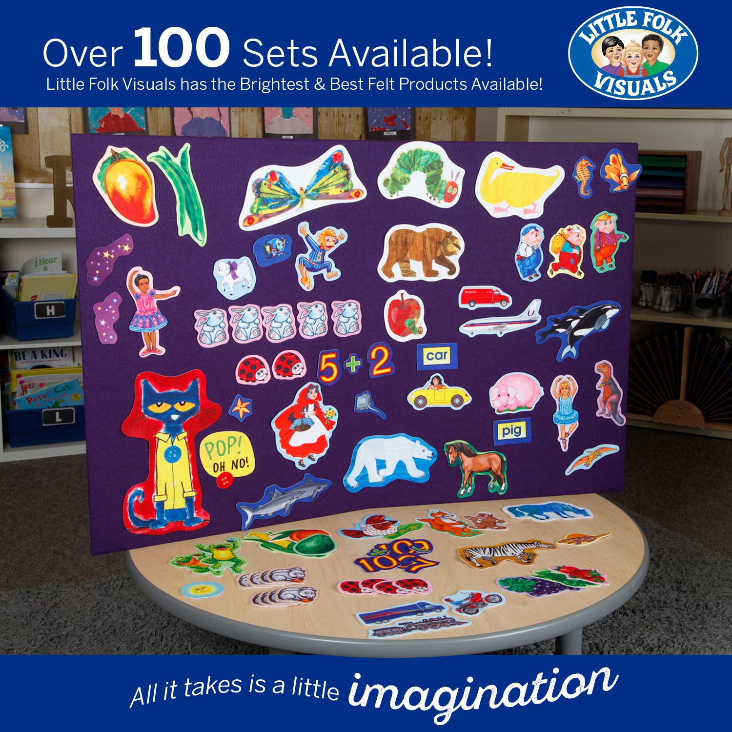 Little Folk Visuals The Very Hungry Caterpillar Precut Flannel/Felt Board Figures for Toddlers, Kindergarteners, Interactive Teaching 14-Piece Set for Flannel Board Stories