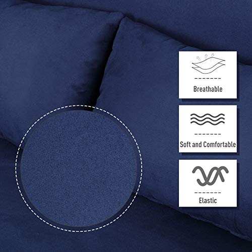 HOMCOM Convertible Sofa Bed Sleeper Chair, 5 Position Adjustable Backrest, Armchair Sleeper with Pillows, Leisure Chaise Lounge Couch, Blue