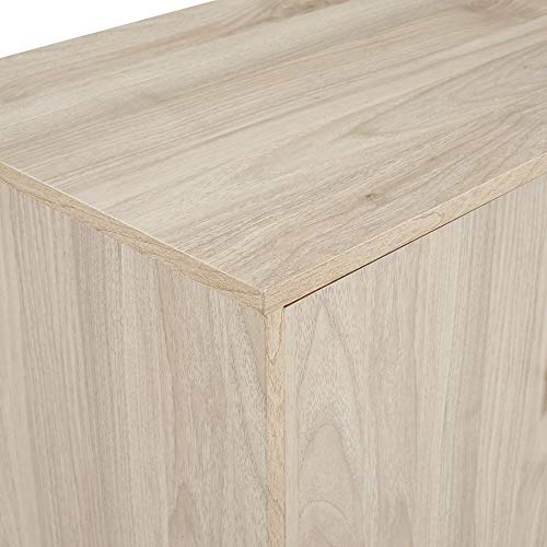 Walker Edison Theo Mid Century Modern 2 Door Asymmetrical Glass Shelf Buffet, 44 Inch, Birch