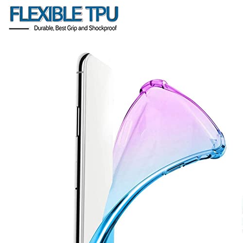 KOARWVC Case for Infinix Note 7 Case, X690 Case, Crystal Clear Case Gradient Slim Anti Scratch TPU Shockproof Protective Phone Cases Cover for Infinix note7 (Purple/Blue)
