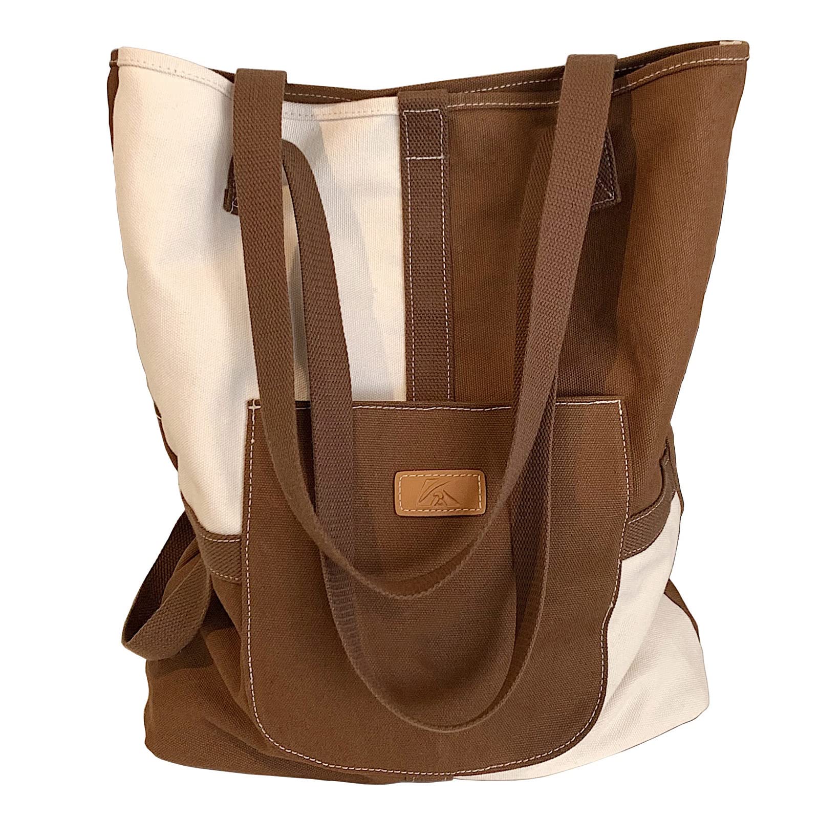 Canvas Tote Bag for Women Large Size Shoulder Handbags with Inner zipper Pockets Multicolor Casual(Brown)