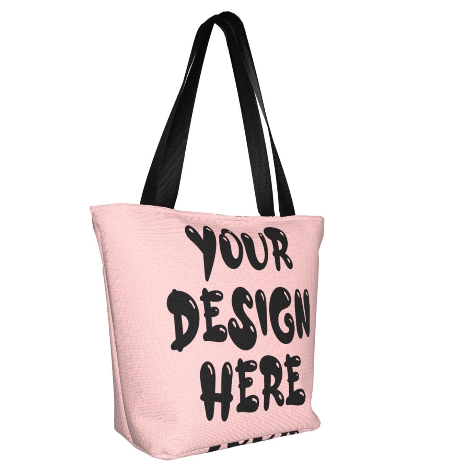 Custom tote bag Add Your Design Here Custom Tote Bag durable Great Gift Add Your Name Your Text Custom Tote Bag Pink One Size