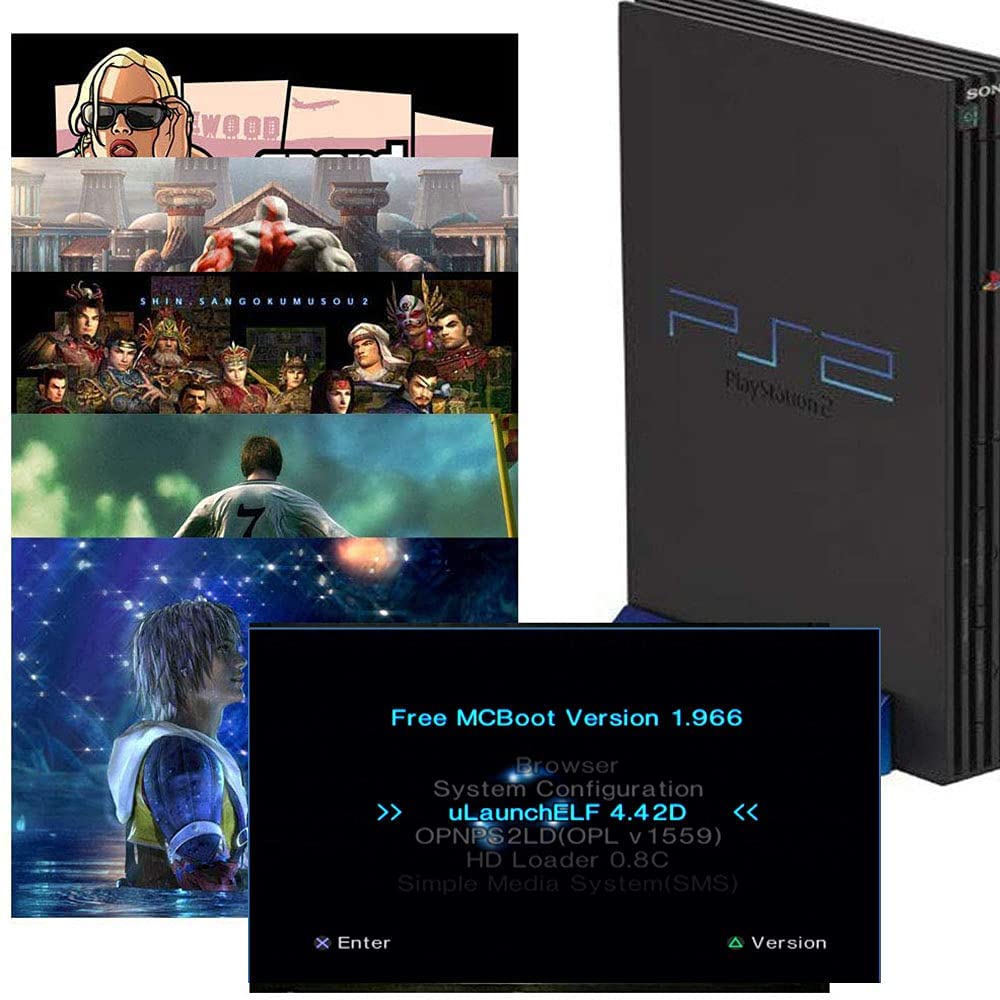 PS2 FMCB Free McBoot Card v1.966 Meory Card 64 MB & PS2 Sata Interface Network Adapter