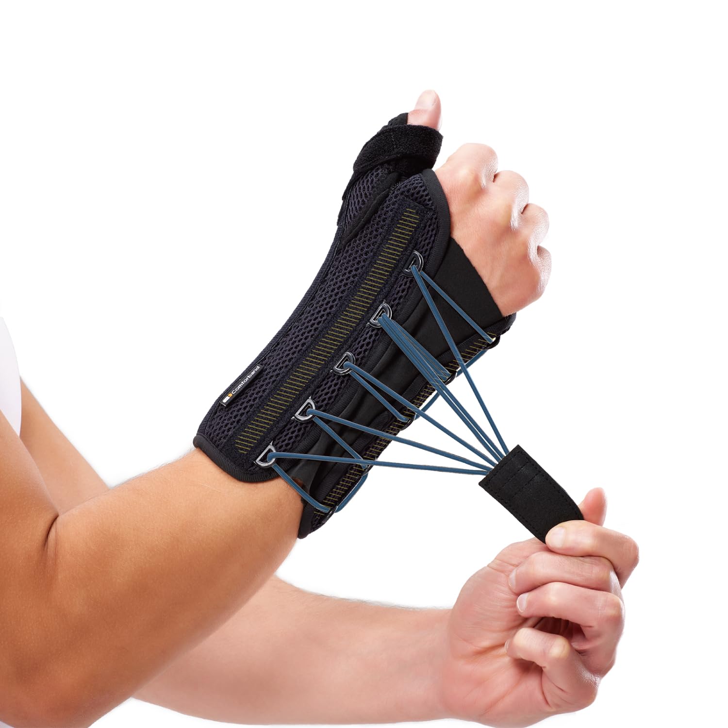 Comforband Quick-Strap Wrist & Thumb Spica Splint for De Quervain's Tenosynovitis, Long Stabilizer Brace for Tendonitis, Arthritis, Sprains & Wrist Thumb Forearm Fracture Support Cast (S/M, Right Hand)