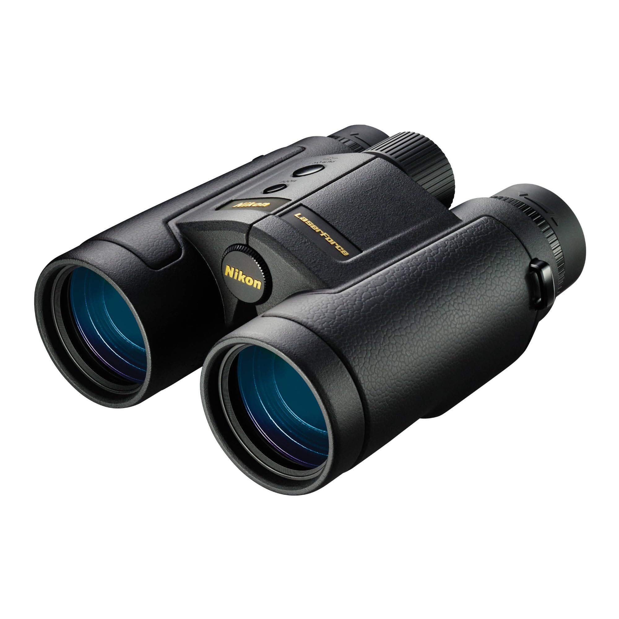 Nikon 10x42 LaserForce Rangefinder Binoculars Bundle with Binocular Harness Strap, 79-Inch Photo and Video Monopod Lenspen Cleaning System (4 Items)