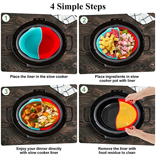 Slow Cooker Liners Compatible for Crock Pot 6 QT, Easyjoy for Crock Pot Liners For 6 Quart Oval Slow Cookers, Reusable Silicone Slow Cooker Liner For Crock Pot Divider Insert, Dishwasher Safe BPA Free