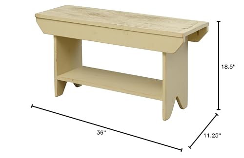 Furniture Barn USA Country-Style Decorative Cobbler's Bench, Whole Wheat Beige