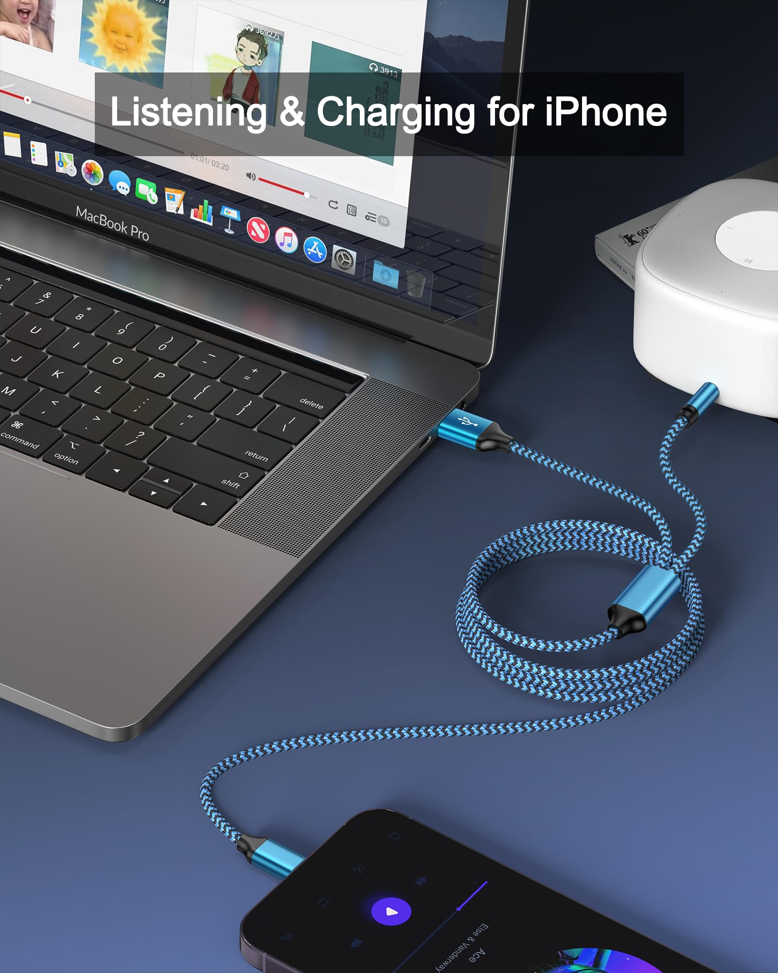 Car Aux Cord for iPhone, Lightning to 3.5mm Male Audio 2-in-1 MFI Certified 4ft Auxiliar & Charging Cable for Car/Home Stereo Speaker Headphone Compatible with iPhone 14 13 12 11 Pro Max XR X 8 Plus