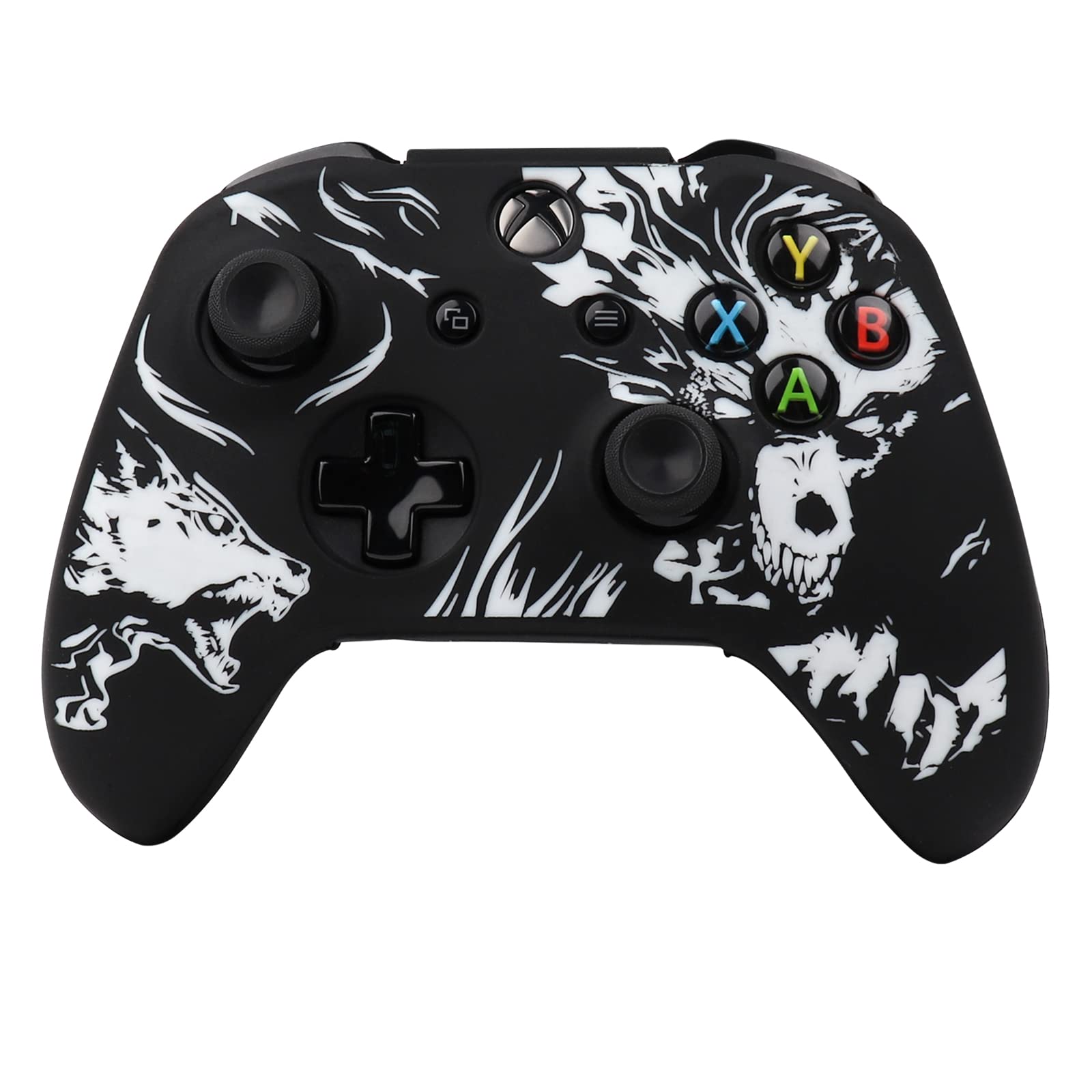 Customized Laser Controller Skin for Xbox One, RALAN Anti-Slip Silicone Controller Cover Protector Case Compatible for Xbox 1 Wireless/Wired Gamepad Joystick with High Thumb Grip x 2,Cap Grips x 2.
