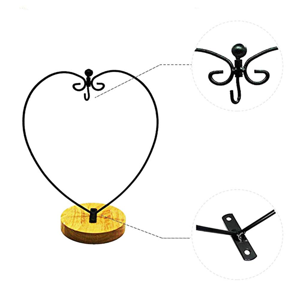 Ornament Display Stand for Hanging Glass Terrarium Wood Base Creative Decoration for Home Garden Wedding Party Festival (Heart)